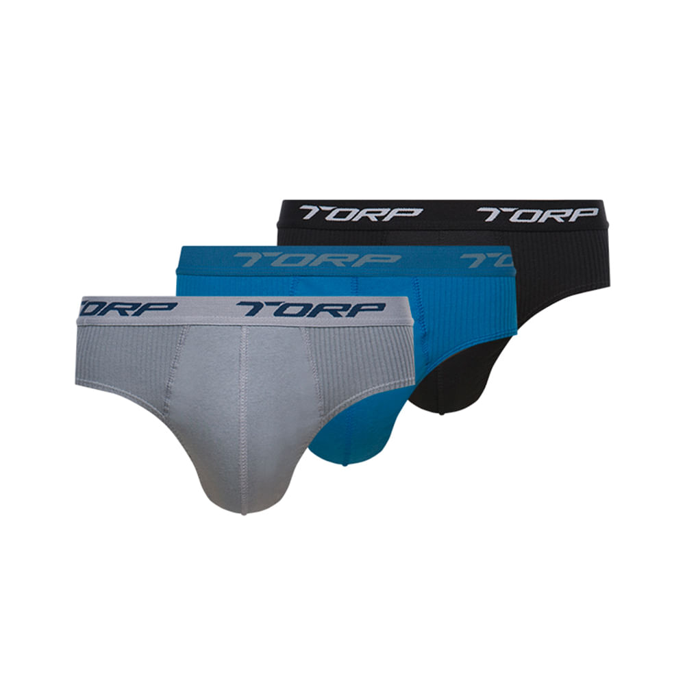 Cueca Torp Slip em Algodão 7004 Kit C/3 - meiassaojose