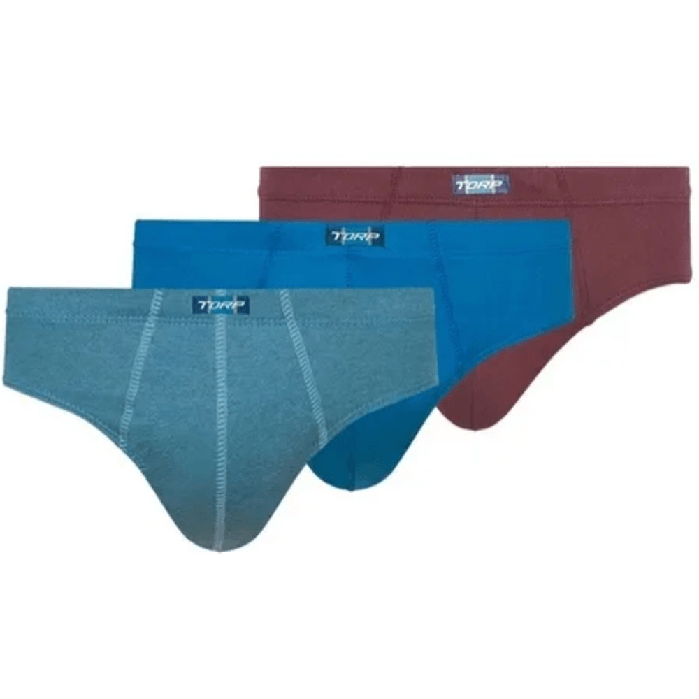 Cueca Torp Slip em Algodão 7002 Kit C/3 - meiassaojose